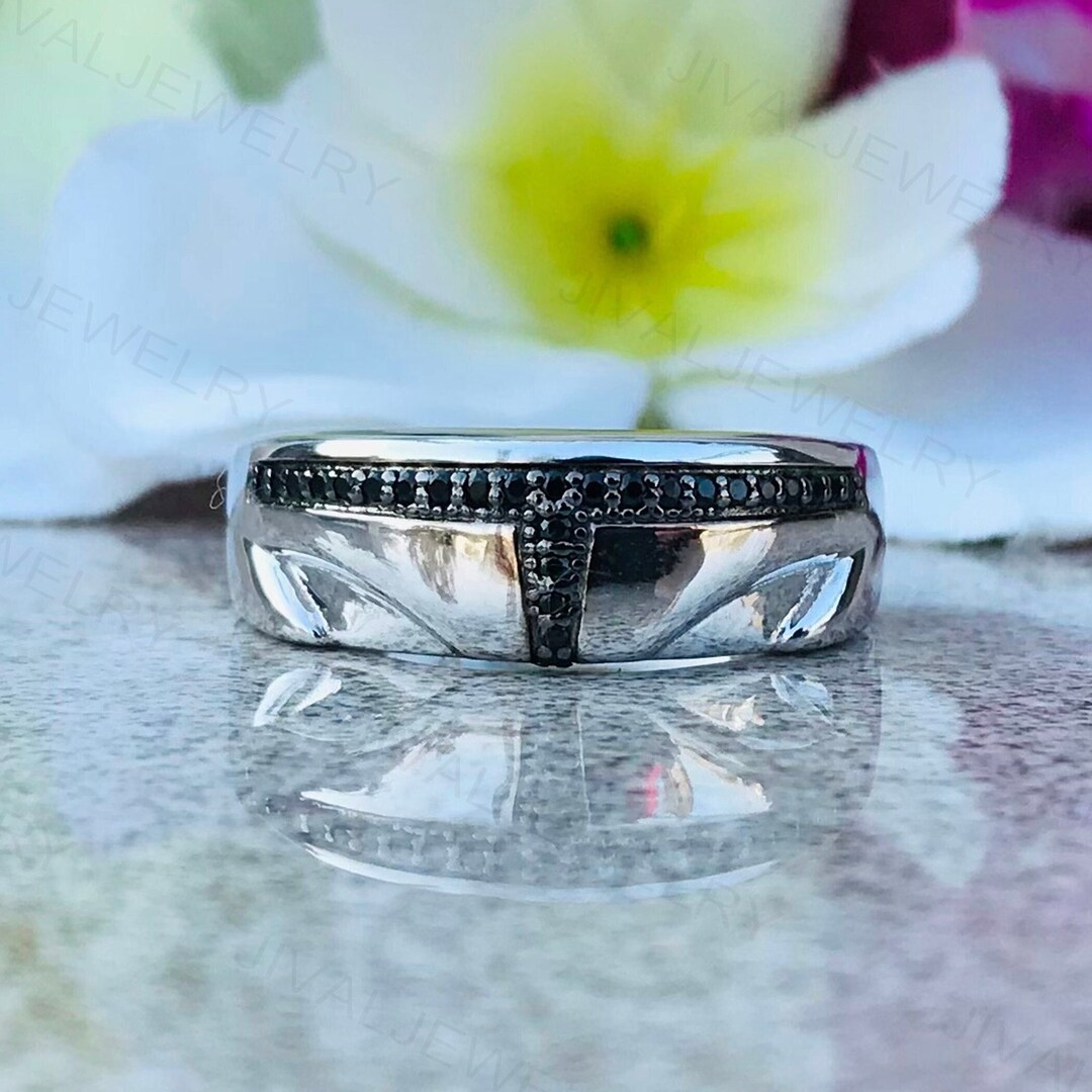 The Mandalorian Boba Fett Men's Black Diamond Ring, Wedding Black ...