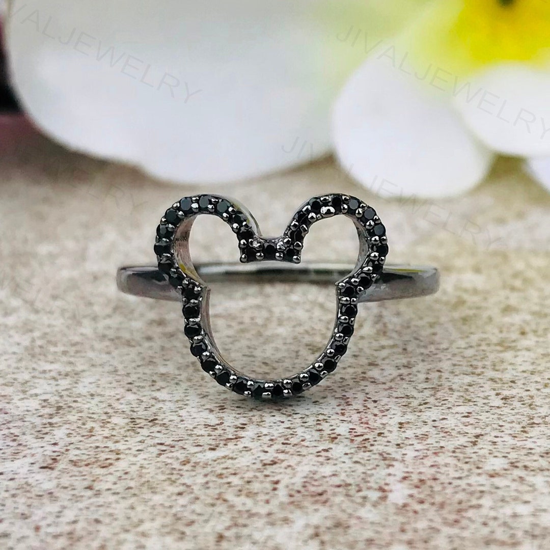 Mickey Mouse & Minnie Mouse 1/6 CTTW Black Round Cut CZ - Etsy