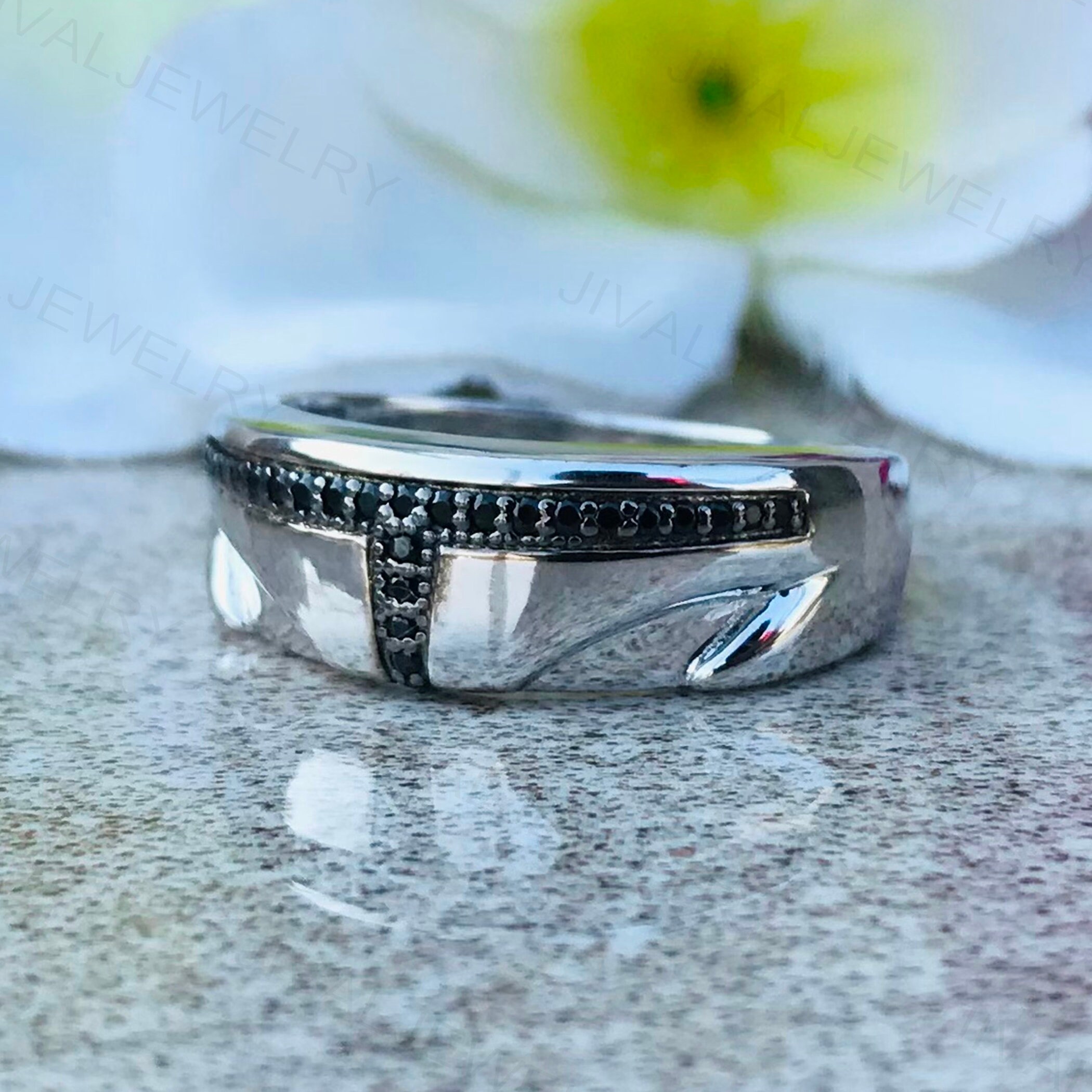 The Mandalorian Boba Fett Men's Black Diamond Ring, Wedding Black ...