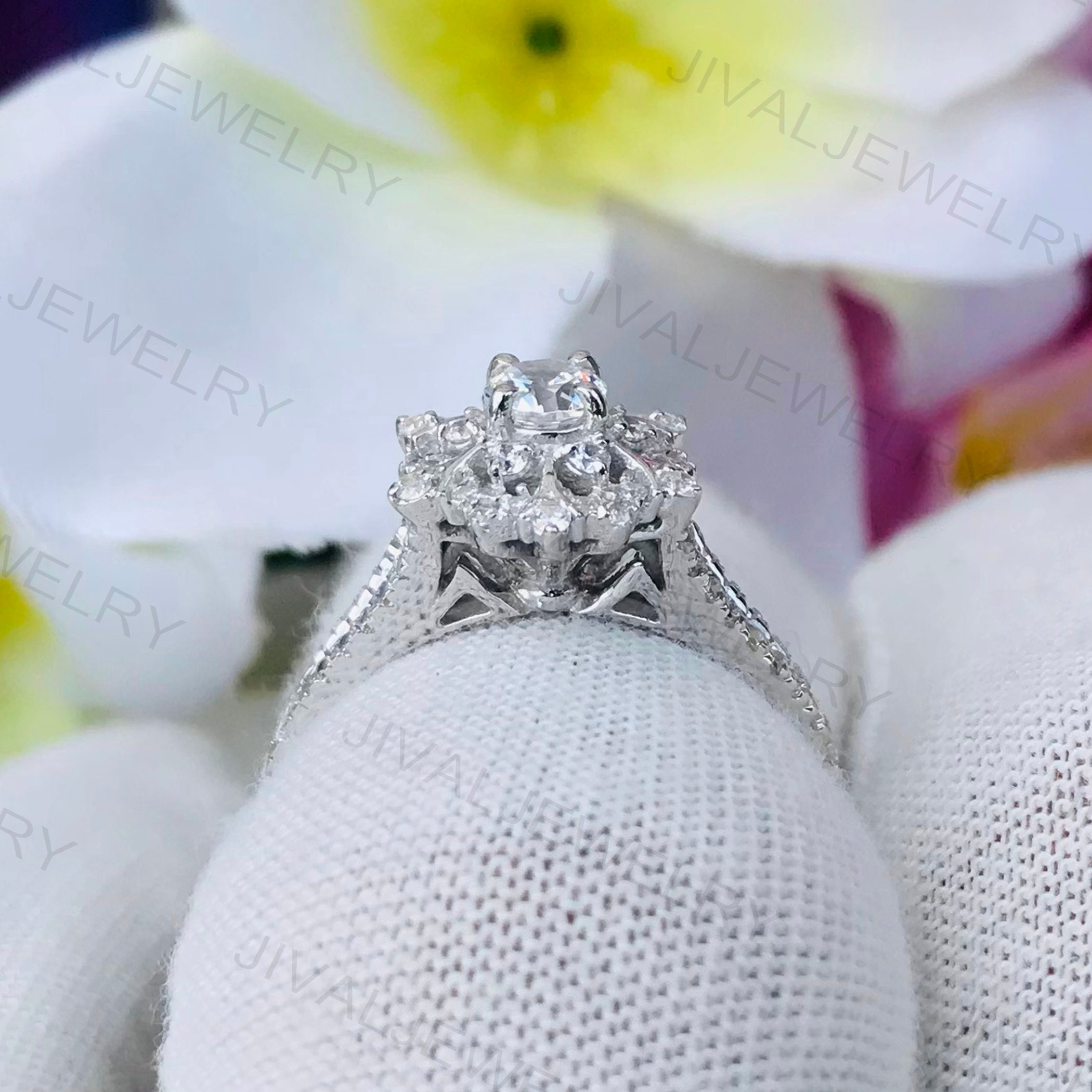 Enchanted Disney Elsa 1/2CT White Round Cut Moissanite Snowflake ...