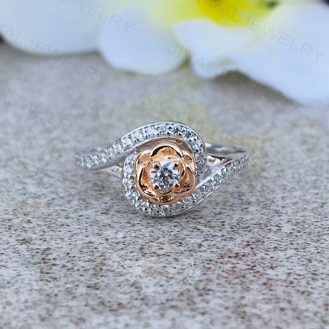 Enchanted Disney Collection Belle Rose Disney 1/3 Cttw CZ Diamond ...