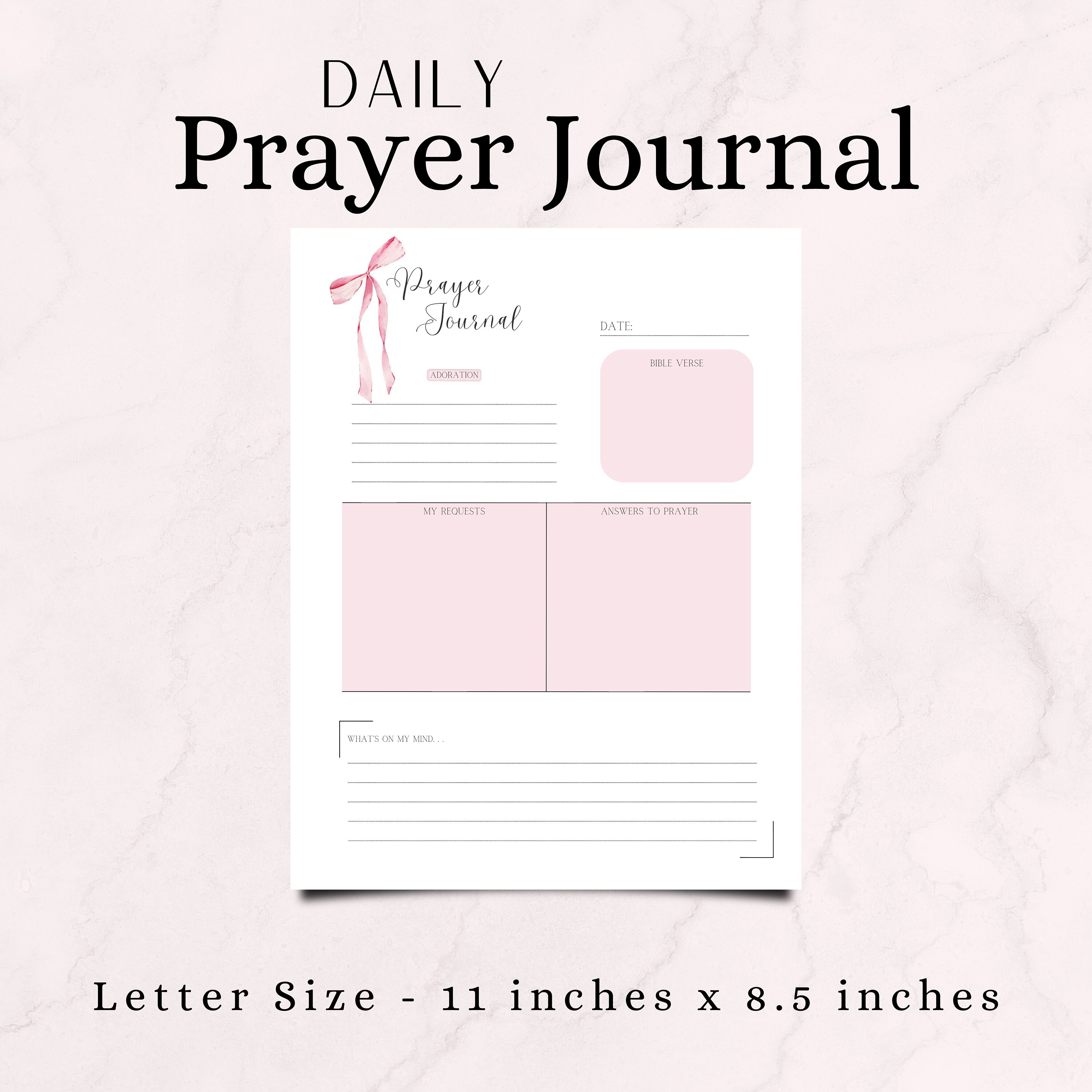 Darling Pink Bow Daily Prayer Journal | Printable | Digital Download ...