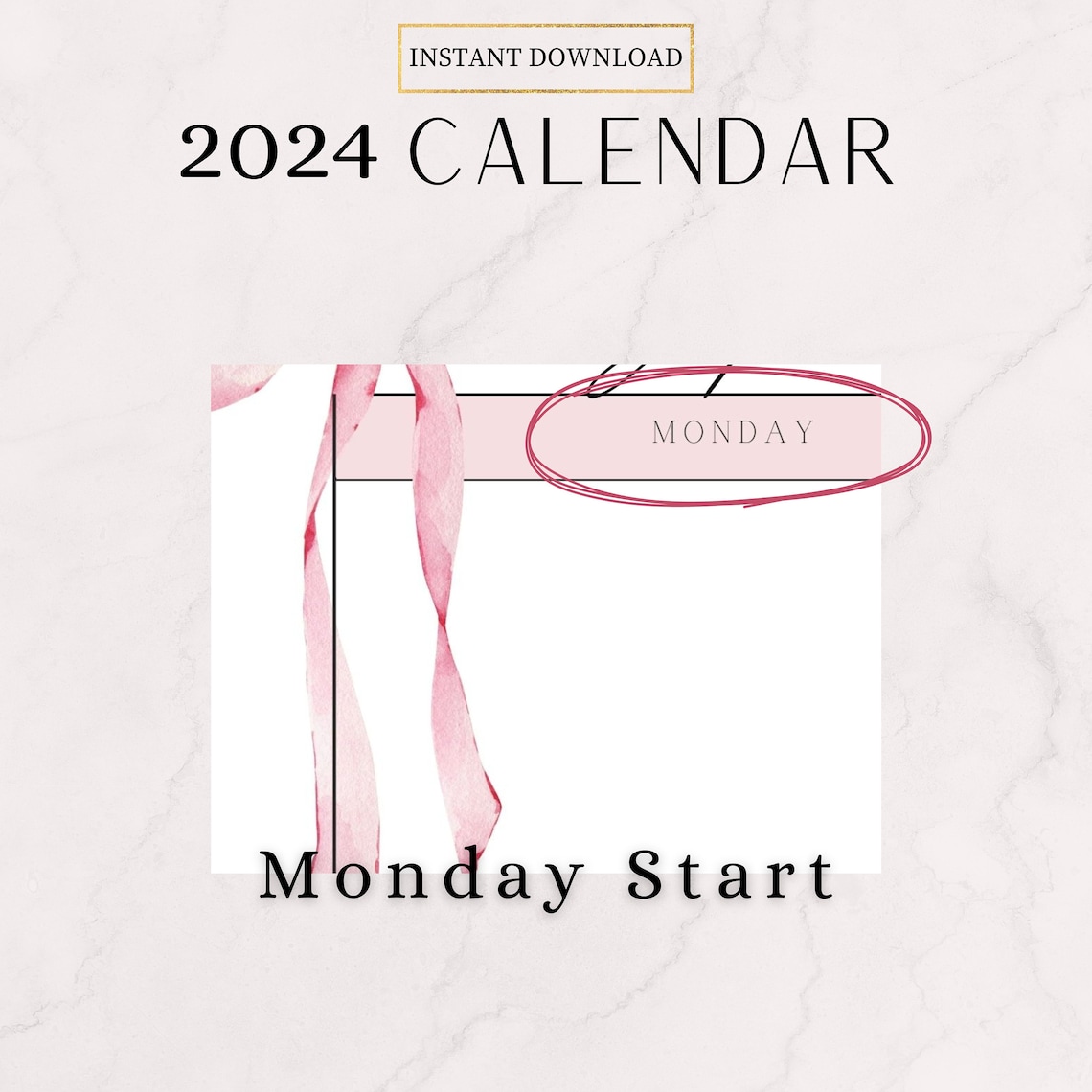 Charming Pink Bow Weekly Planner | Digital Download - Etsy