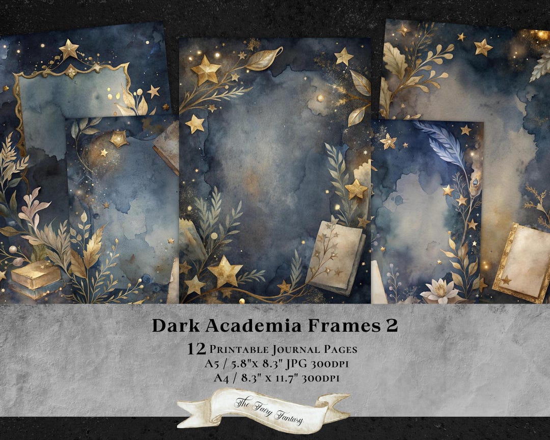 Dark Academia Baroque Blank Paper 12 Journal Pages, Printable Paper ...