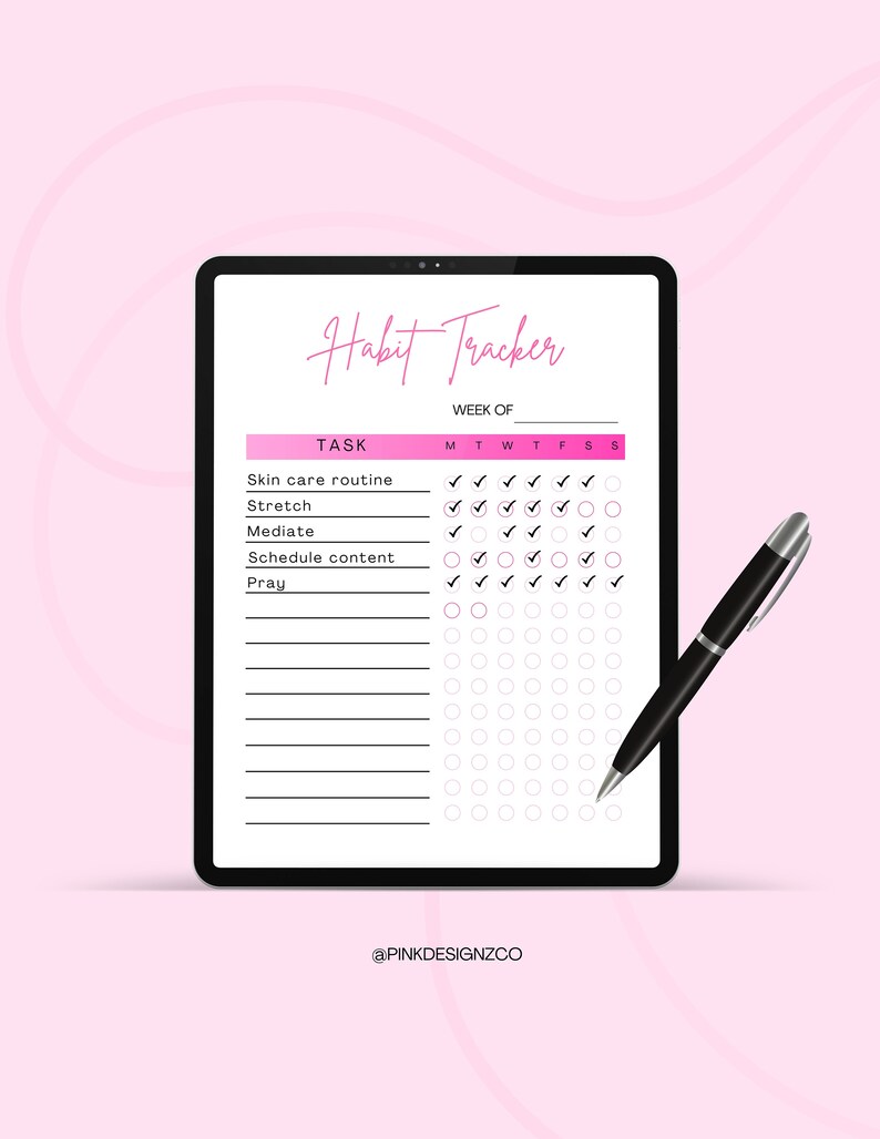 Pink Daily Planner Self Care Planner Pink to Do List Pink Self Care ...