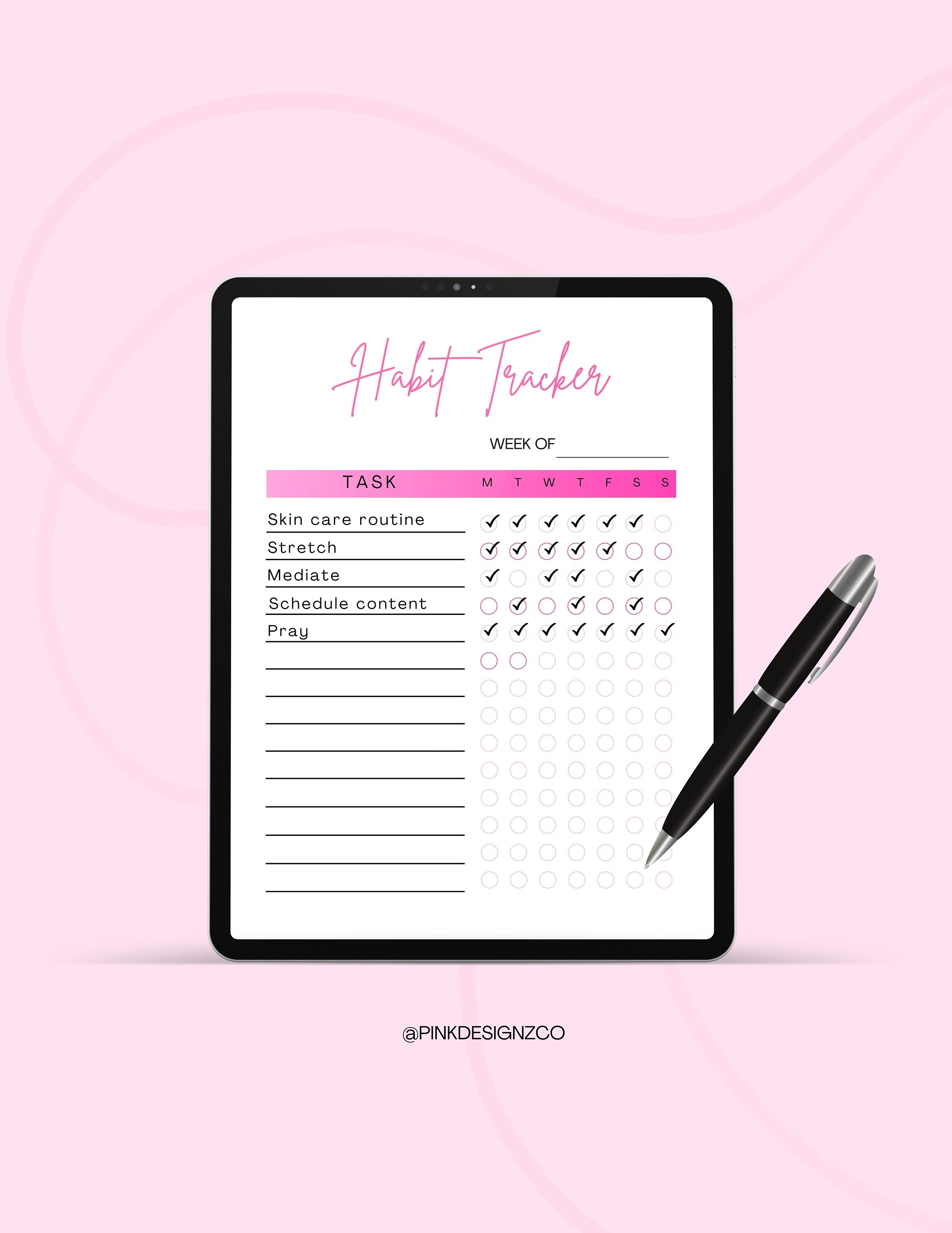 Pink Daily Planner Self Care Planner Pink to Do List Pink Self Care ...