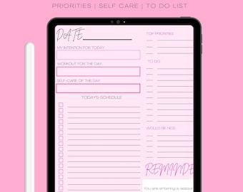 Pink Daily Schedule Printable PDF - Etsy