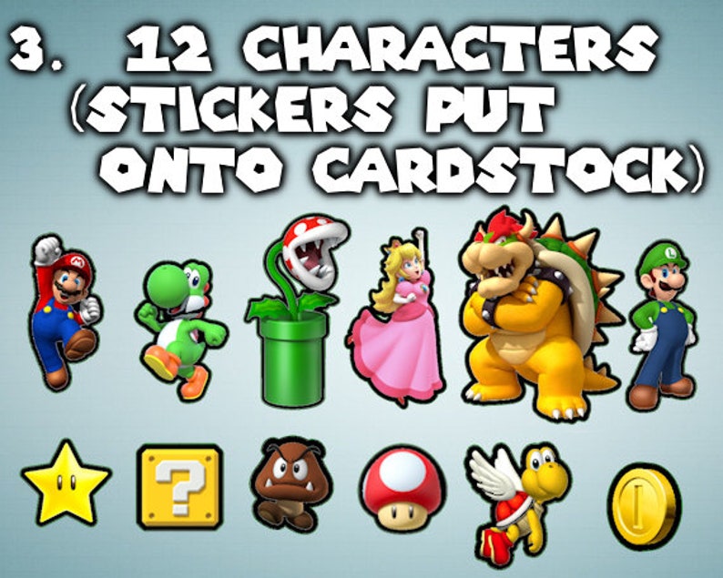 Super Mario Birthday Topper 12 Individual Character Cutouts, Custom ...