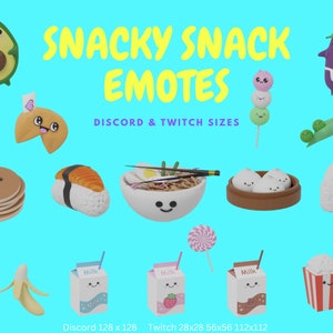 Discord Emotes Bundles + Twitch Emotes Bundle - Snacky Snacks - Etsy