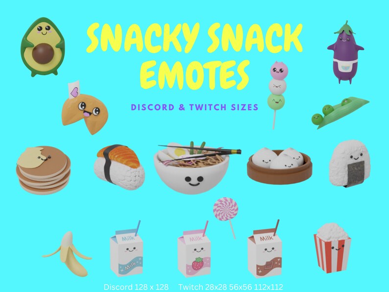 Discord Emotes Bundles + Twitch Emotes Bundle - Snacky Snacks - Etsy