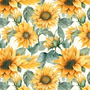 Sunflowers - Seamless, Digital Paper Set, Journal Paper, Printable ...