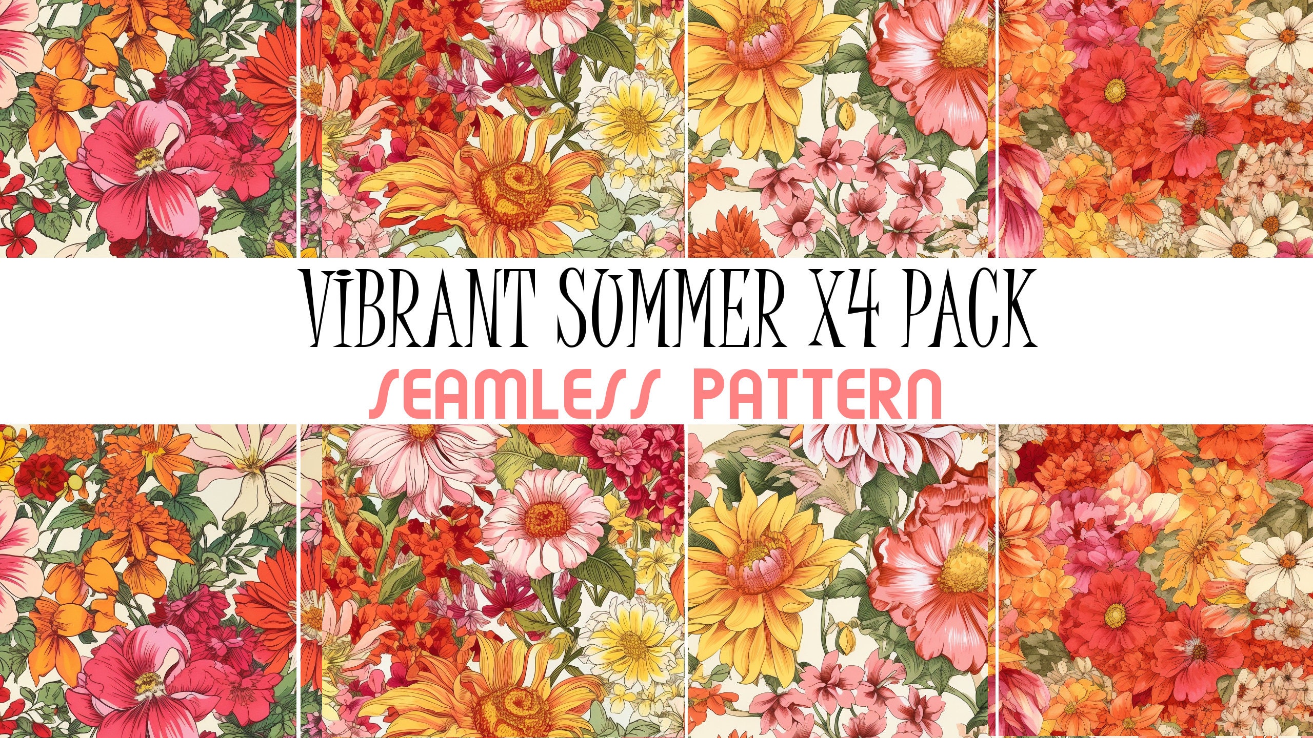 Vibrant Summer Digital X4 Paper Set, Journal Paper, Printable, Seamless ...