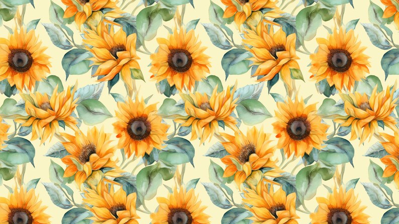 Sunflowers - Seamless, Digital Paper Set, Journal Paper, Printable ...