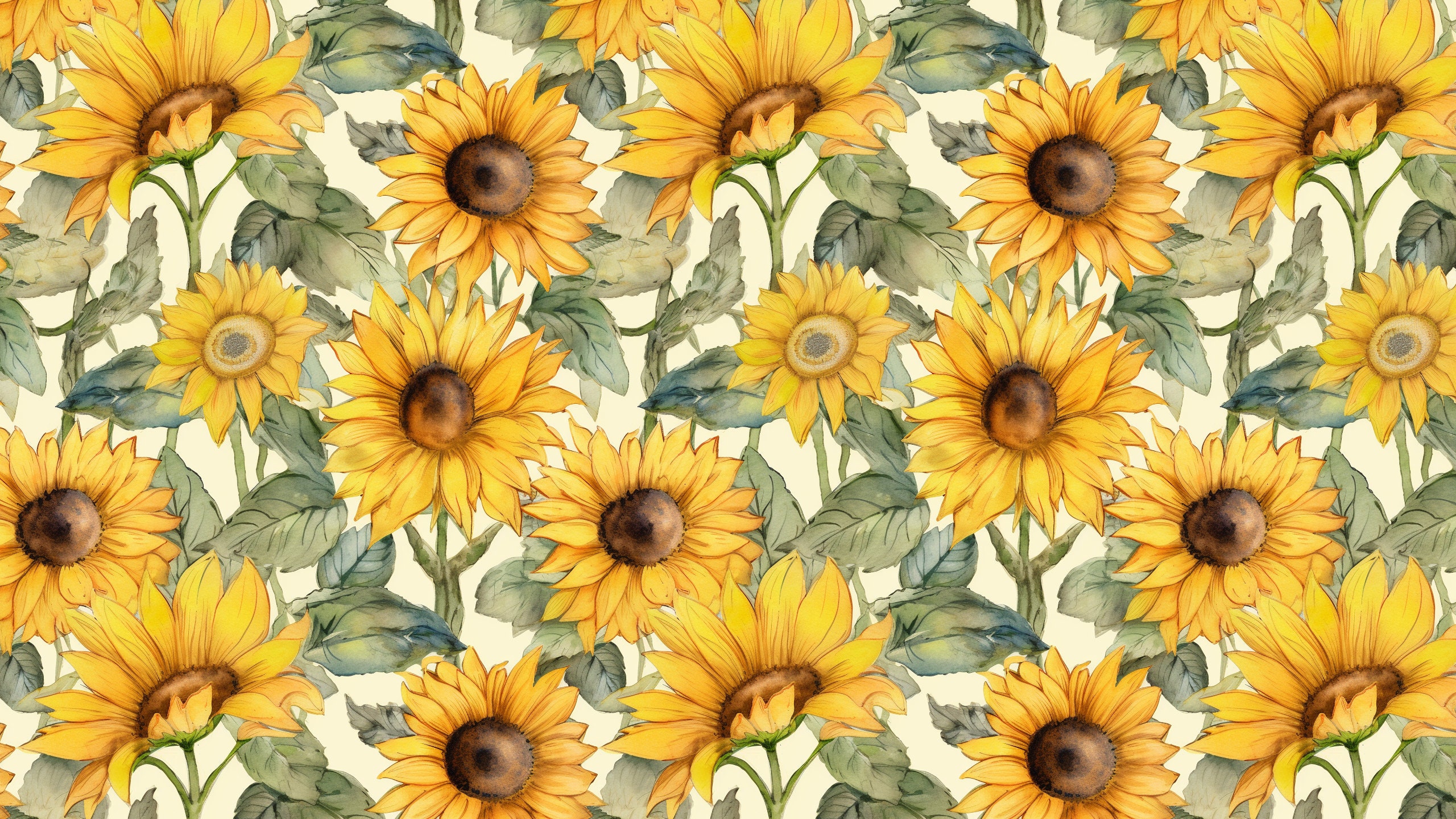 Sunflowers Seamless, Digital Paper Set, Journal Paper, Printable Spring ...
