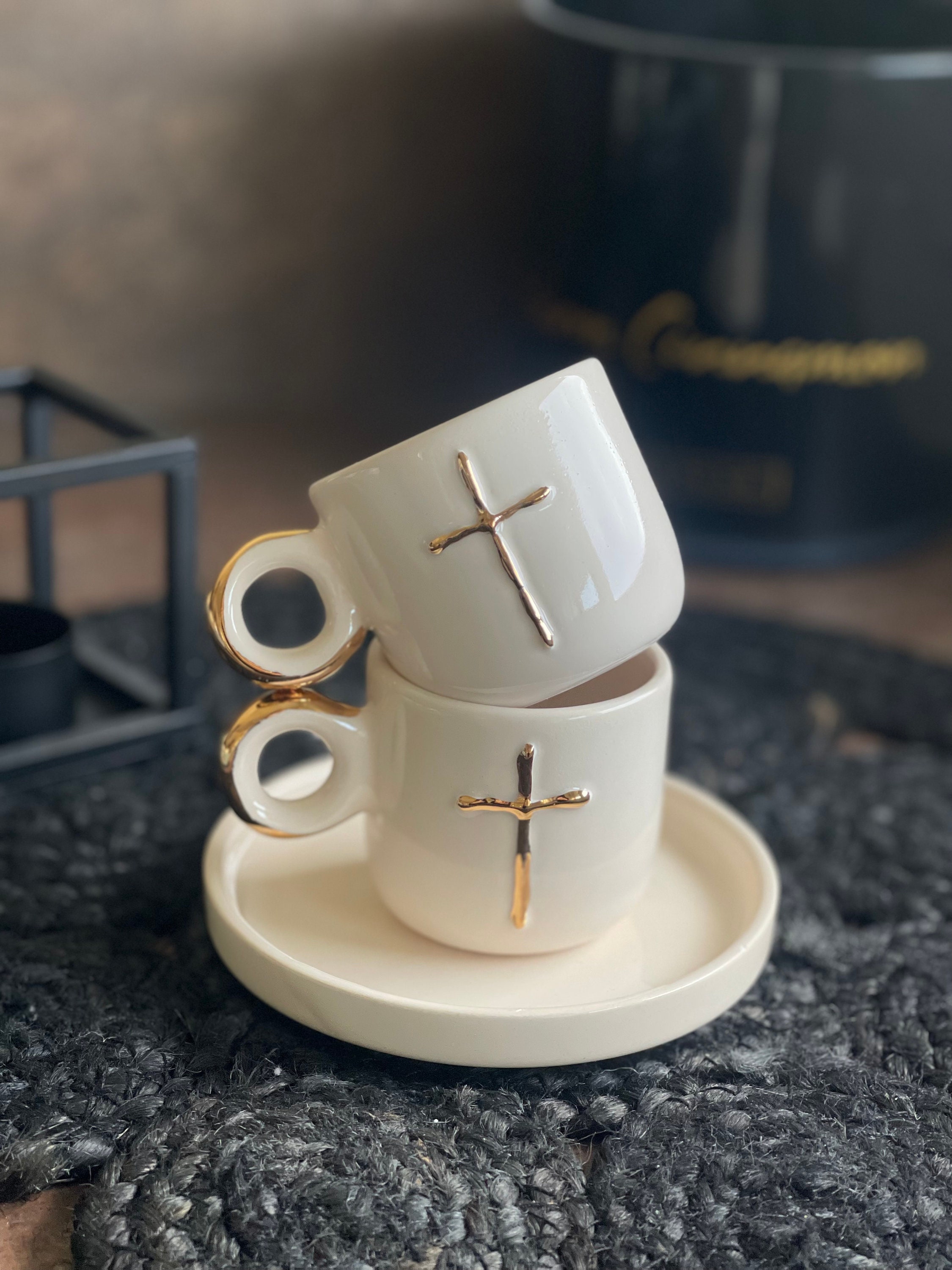 Christian Cross Ceramic Espresso Cup Gold Painting Sold - Etsy