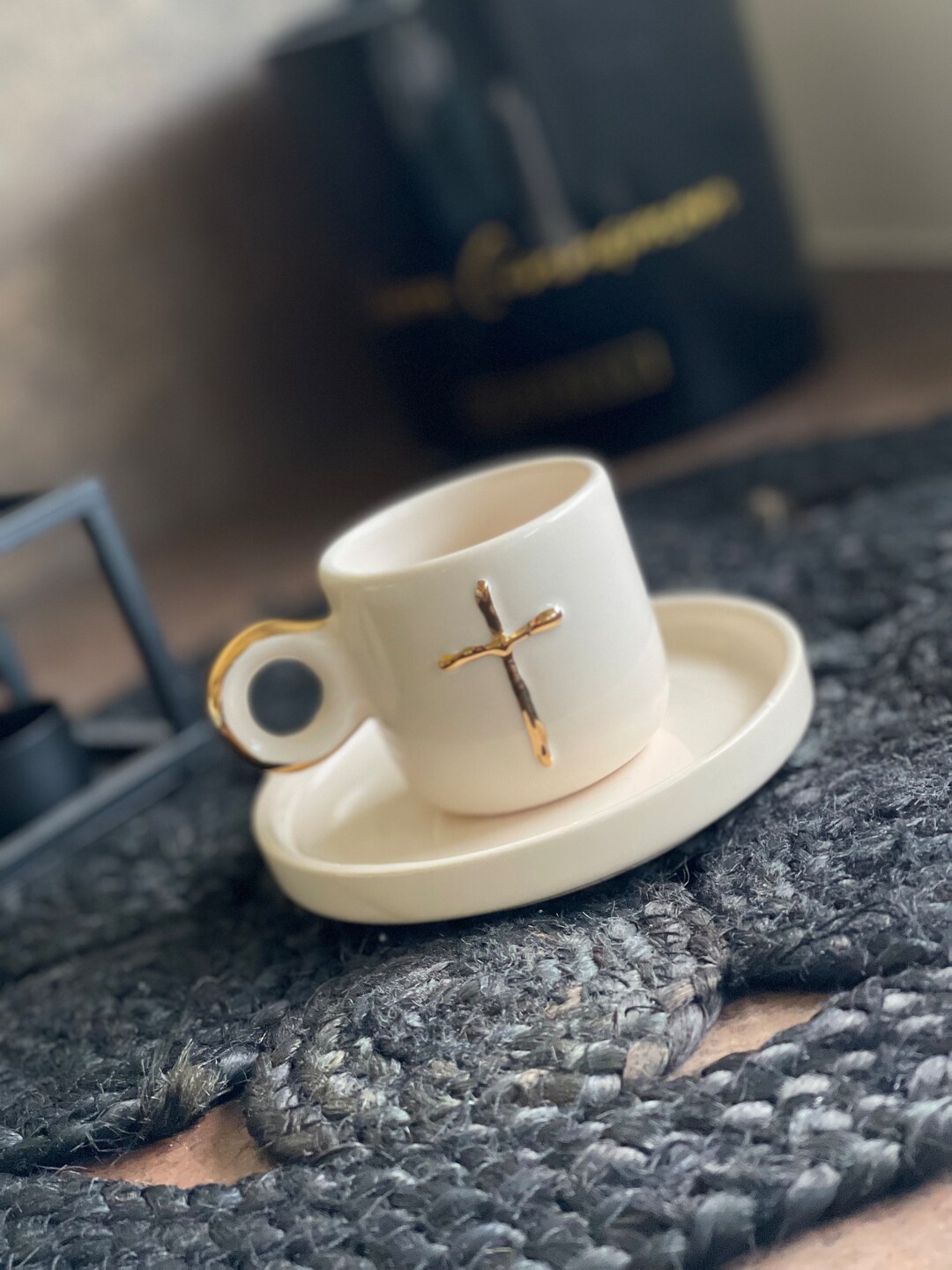Christian Cross Ceramic Espresso Cup Gold Painting Sold - Etsy