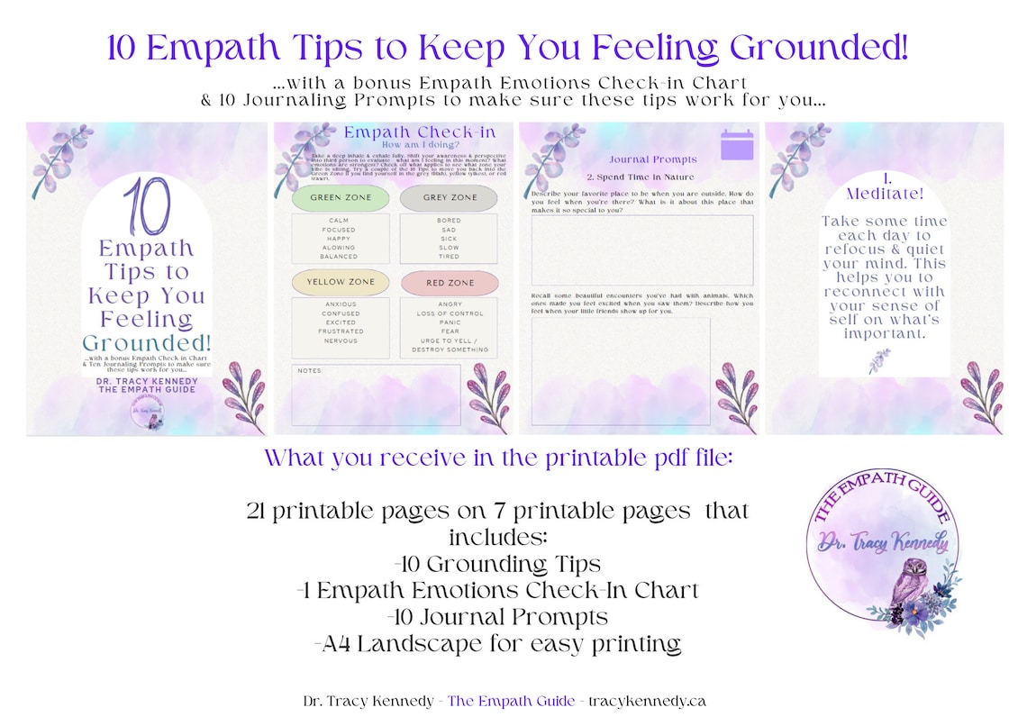 Printable Empath Tips, Emotion Check In, Feelings Journal Prompts, Self ...