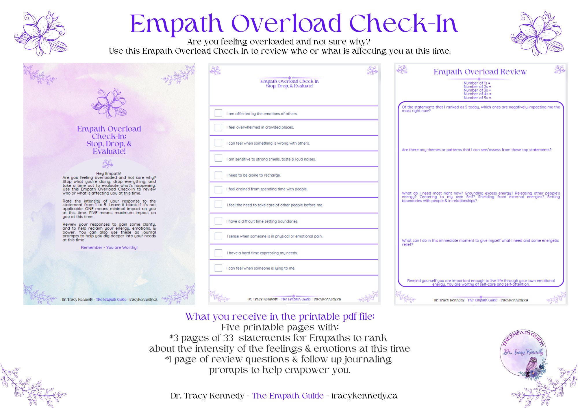 Printable Checklist, Journal Prompts, Empath Care, Manage Emotions ...