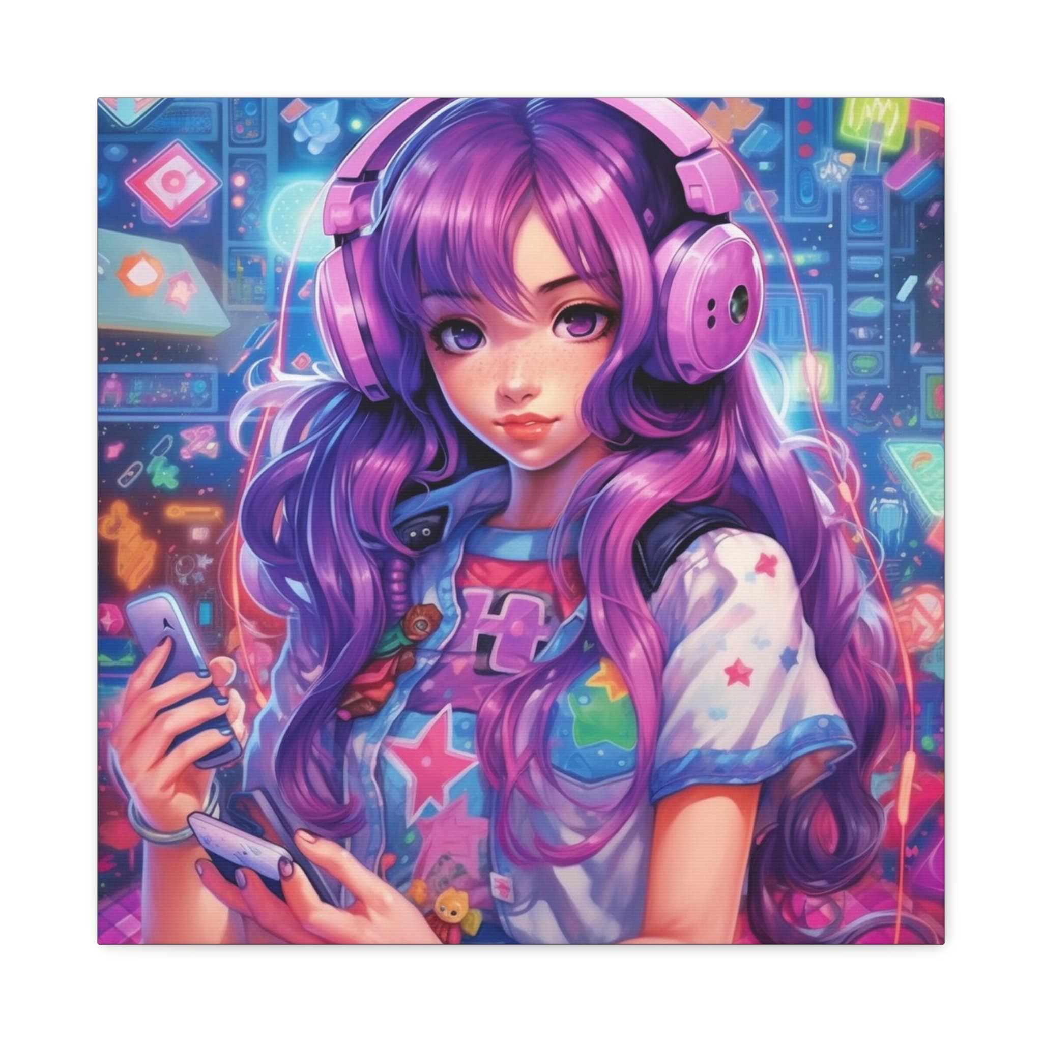 Gamer Girl Art Print Girly Art Decor Game Room Canvas Gallery Wraps - Etsy