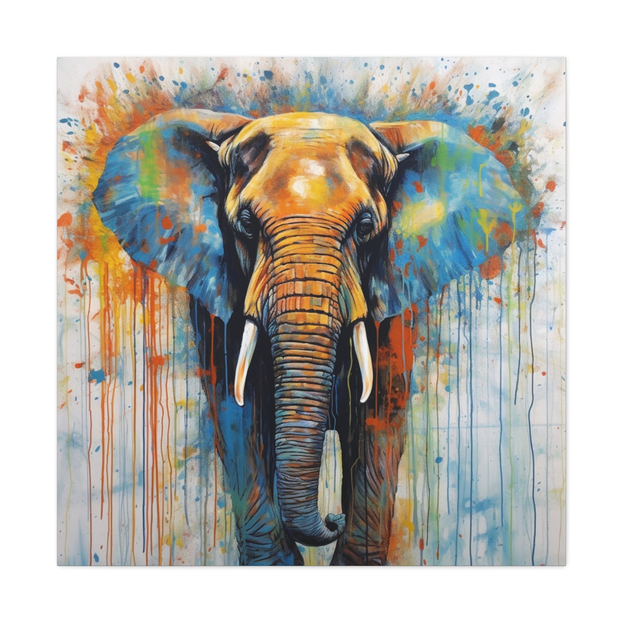 Splatter Drippy Elephant Art Canvas Gallery Wraps Wall Art - Etsy