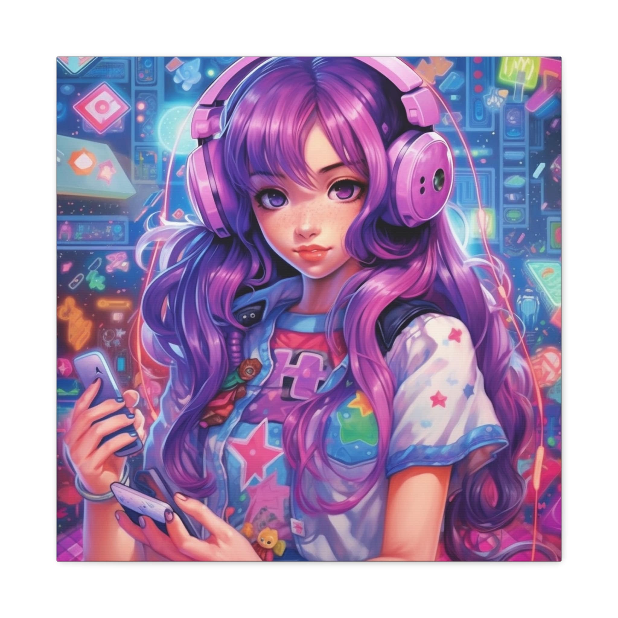 Gamer Girl Art Print Girly Art Decor Game Room Canvas Gallery Wraps - Etsy