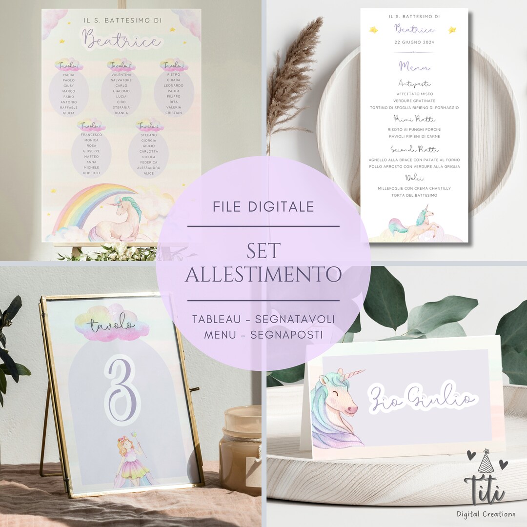 Coordinated Unicorn Set in Pdf Tableau, Table Signs, Place Cards/taste ...