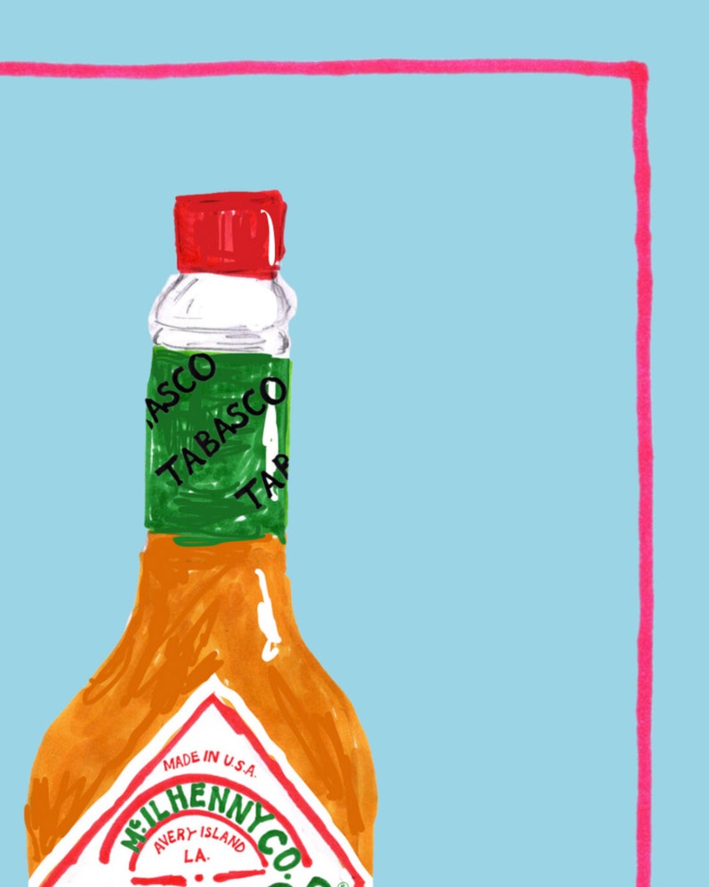 Tabasco Print | Hand Drawn | 5x7 | A5 | 8x10 | A4 | A3 | Hot Sauce ...