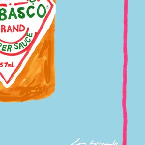 Tabasco Print | Hand Drawn | 5x7 | A5 | 8x10 | A4 | A3 | Hot Sauce ...