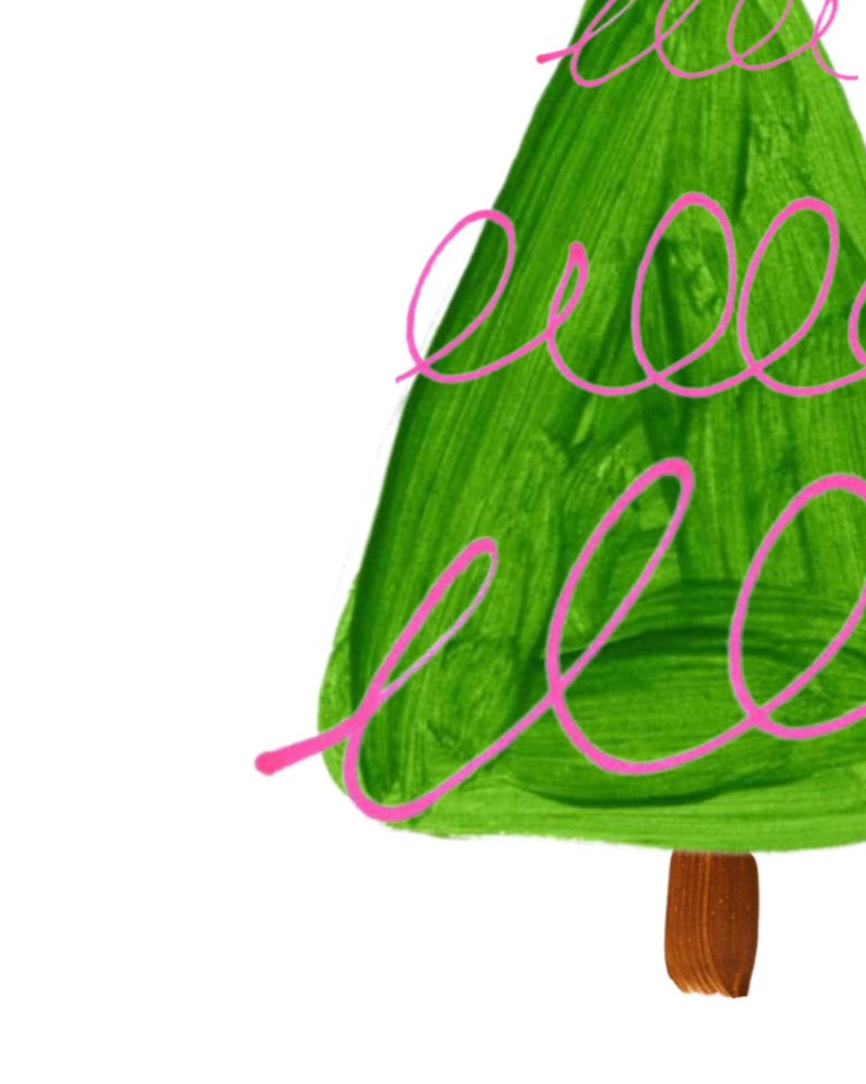 Gold Foiled Christmas Tree Print | A4 | Hand Drawn Print | Green | Xmas ...