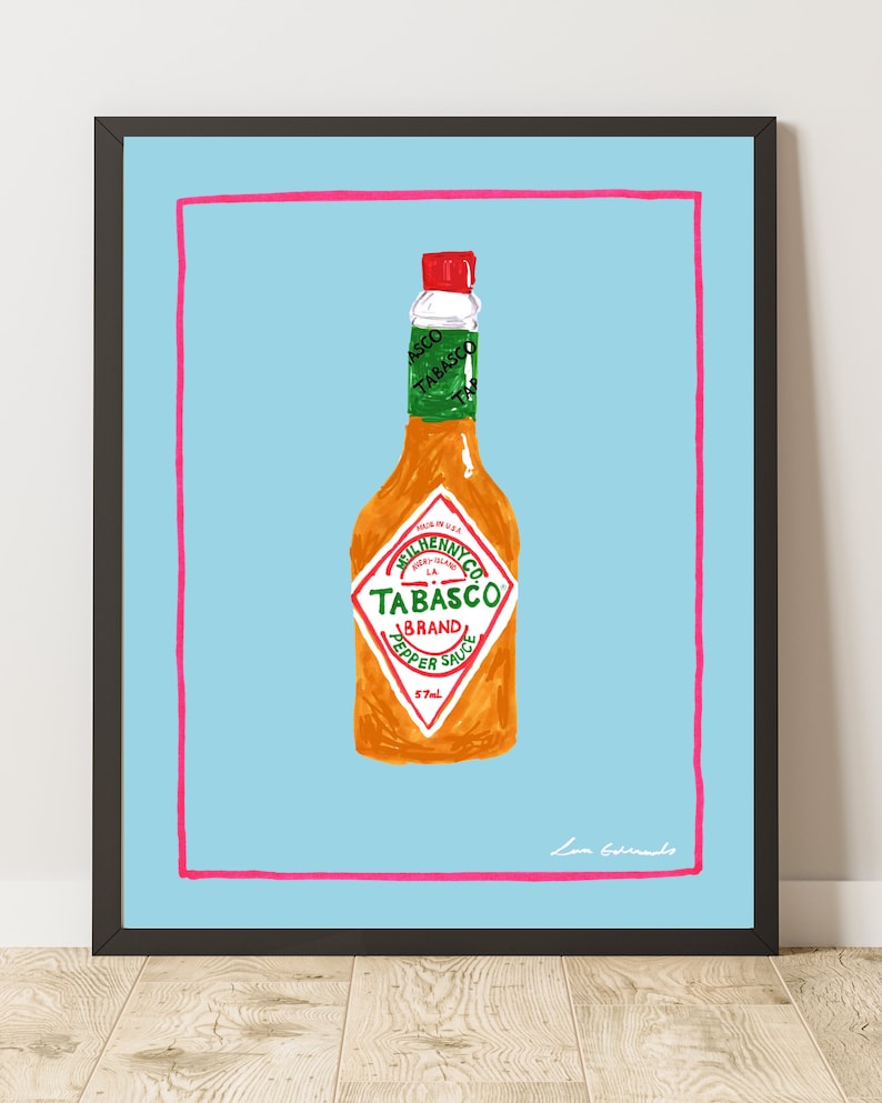 Tabasco Print | Hand Drawn | 5x7 | A5 | 8x10 | A4 | A3 | Hot Sauce ...