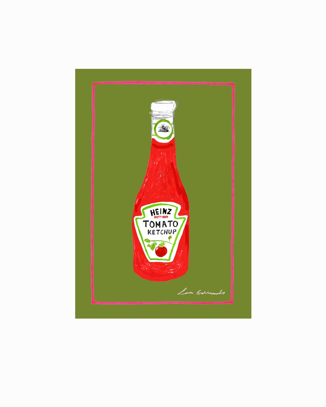 Tomato Ketchup Print Hand Drawn 5x7 A5 8x10 A4 A3 Ketchup Tomato Sauce ...