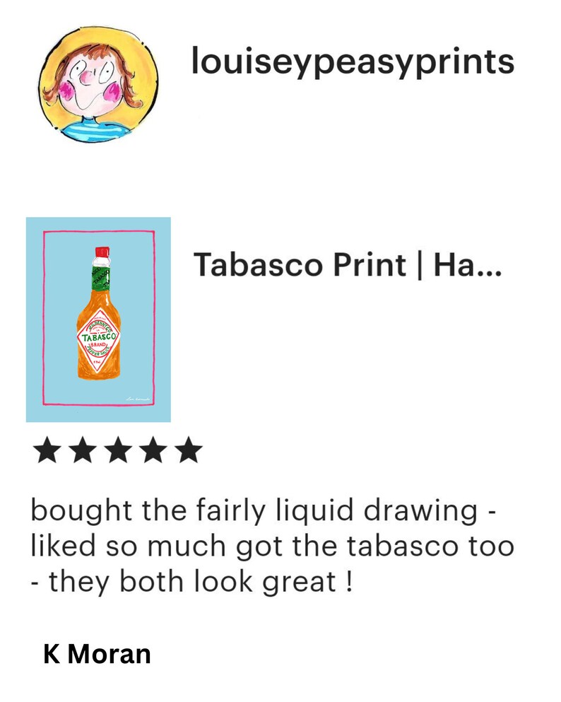 Tabasco Print | Hand Drawn | 5x7 | A5 | 8x10 | A4 | A3 | Hot Sauce ...
