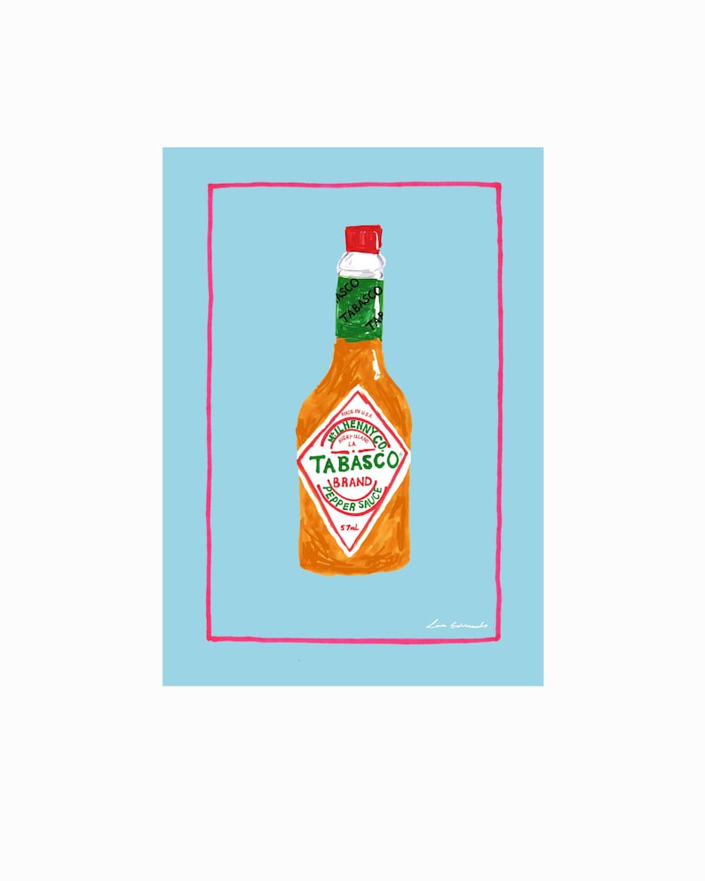 Tabasco Print | Hand Drawn | 5x7 | A5 | 8x10 | A4 | A3 | Hot Sauce ...