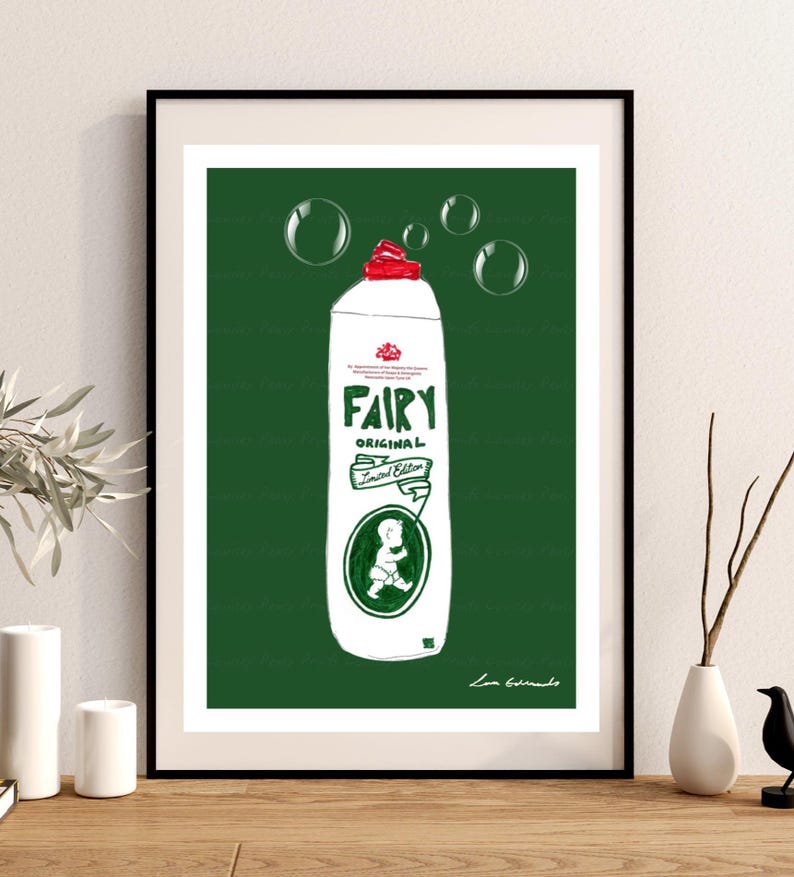 Fairy Liquid Bottle Bubble Print | 5x7 | A5 | 8x10 | A4 | A3 | Hand ...