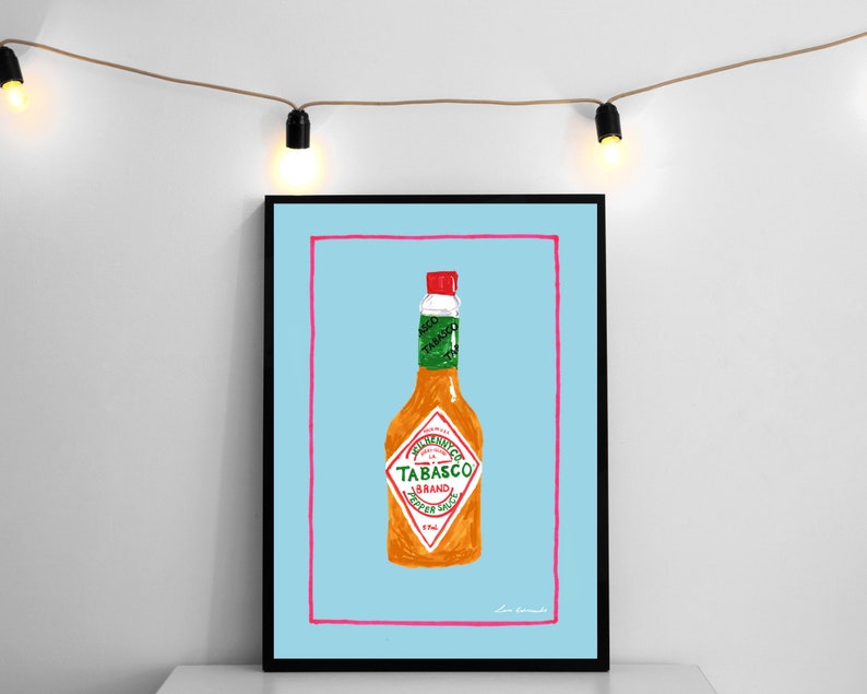Tabasco Print | Hand Drawn | 5x7 | A5 | 8x10 | A4 | A3 | Hot Sauce ...