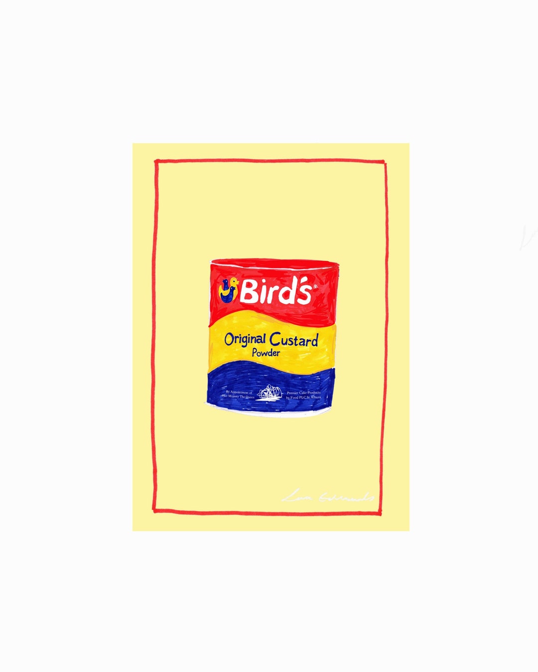 Birds Custard Powder Print Hand Drawn 5x7 A5 8x10 A4 - Etsy UK