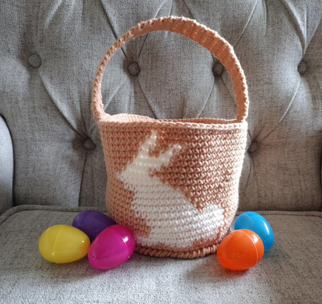 Crochet Easter Basket PATTERN - Bunny Basket Crochet Pattern - Tapestry ...