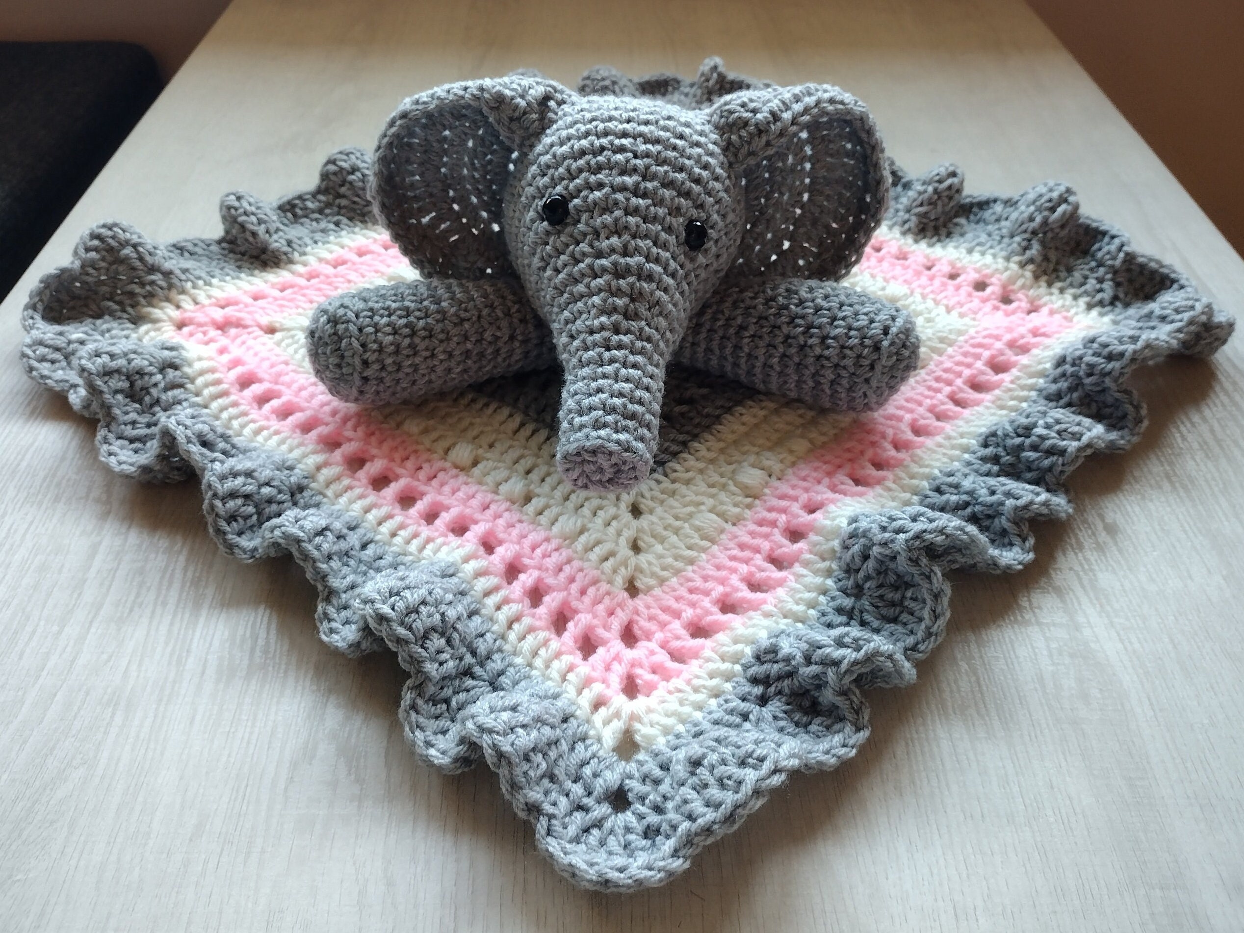 Elephant Lovey Crochet PATTERN Snuggler Blanket Pattern Blanket Buddy ...