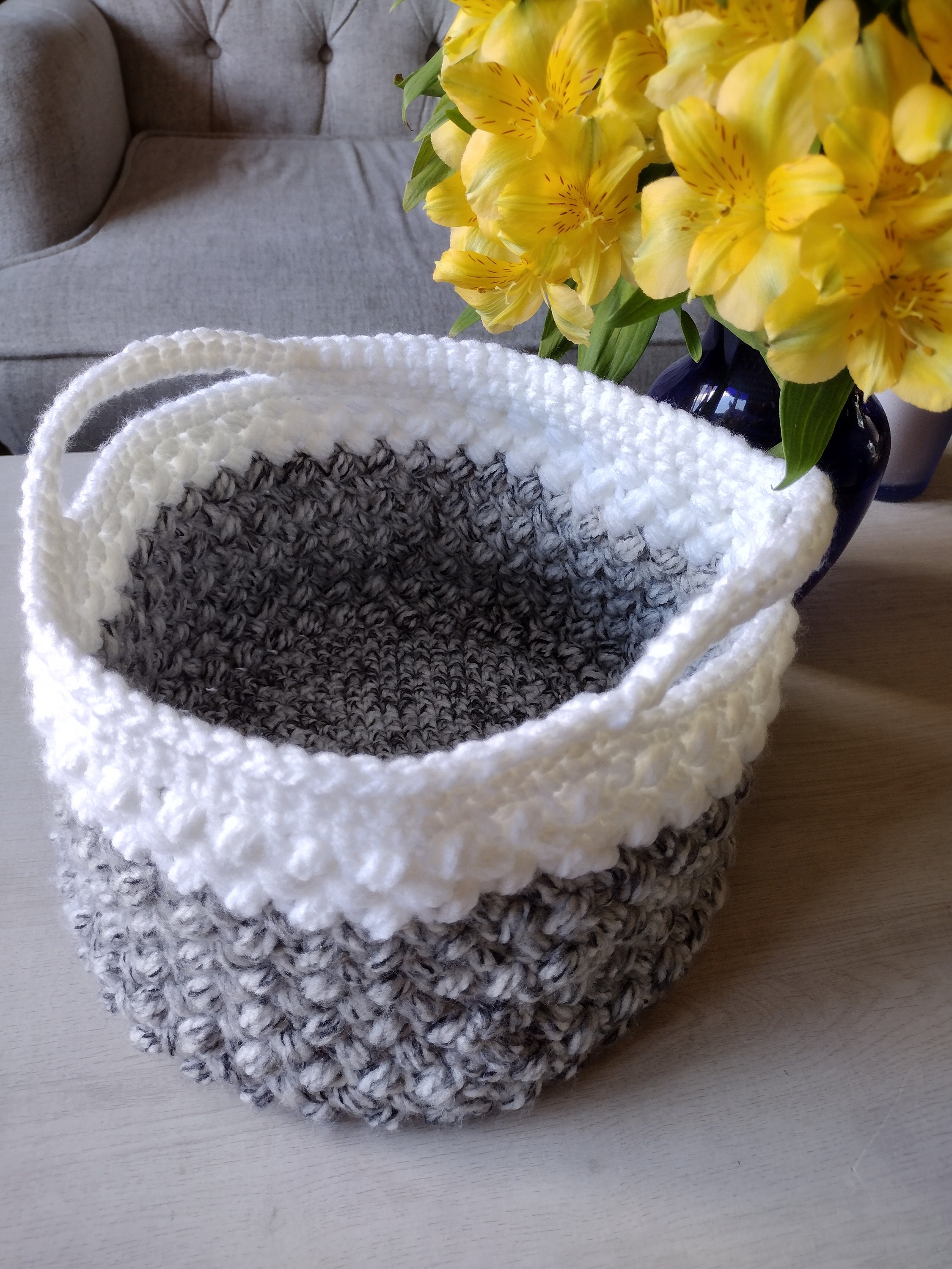 Crochet Basket PATTERN - Crochet Storage Basket - Round Crochet Basket ...