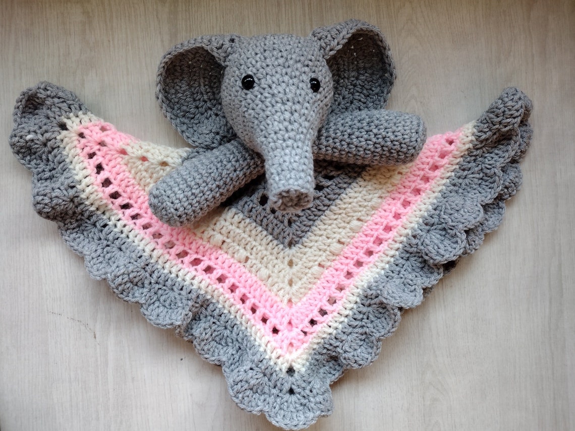 Elephant Lovey Crochet PATTERN - Snuggler Blanket Pattern - Blanket ...