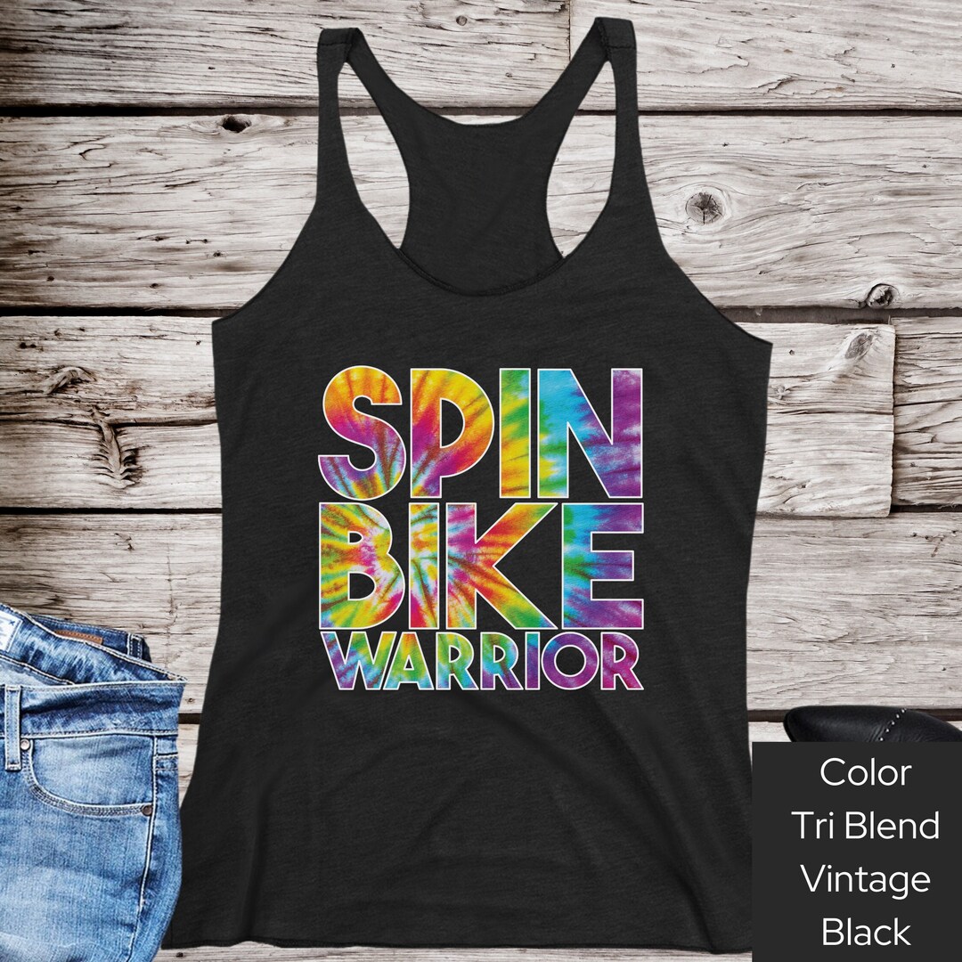 SPIN Class TIE DYE Pattern Workout Racerback Shirt Spinning Cycle Tank ...