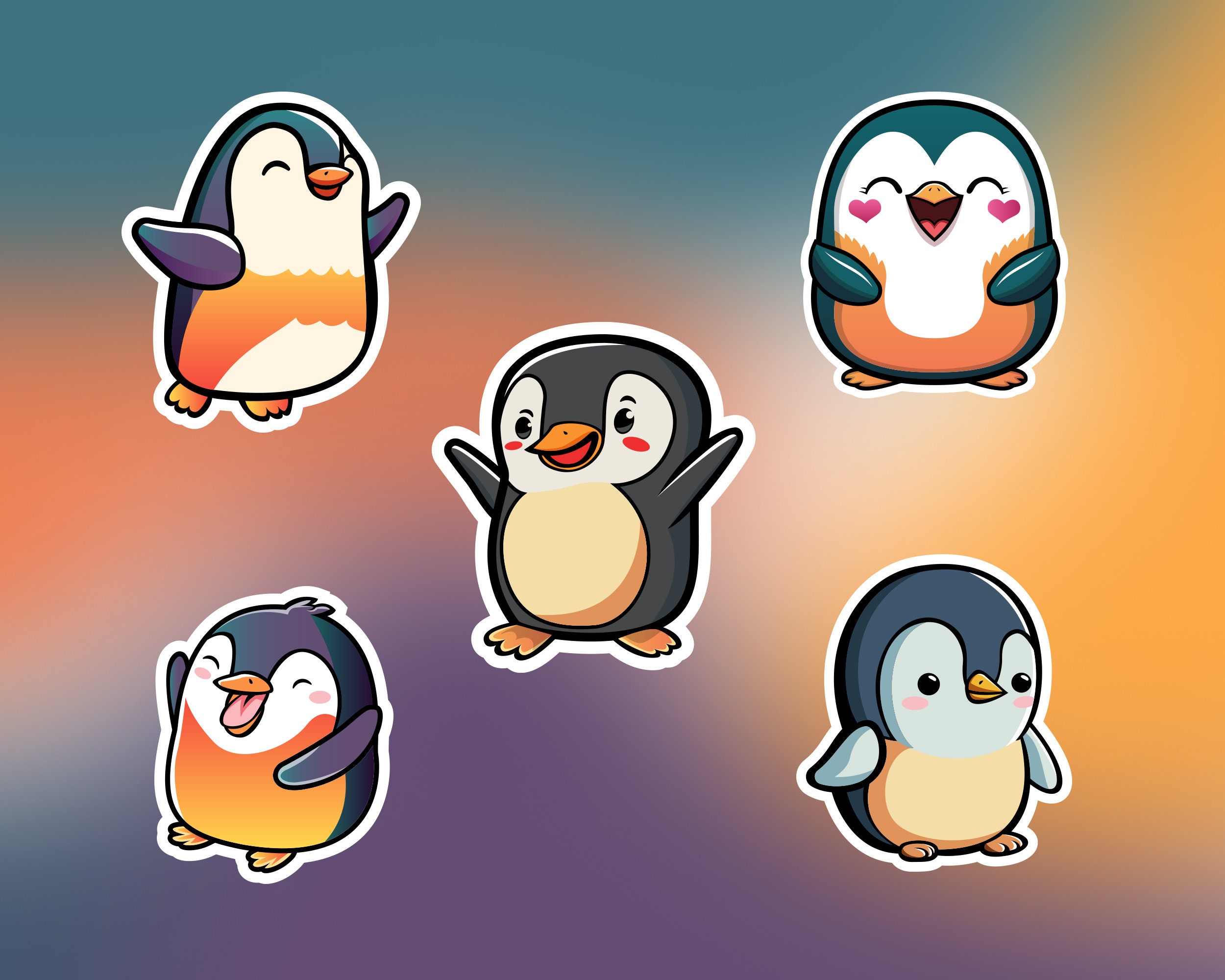 Cute Happy Penguins - Etsy