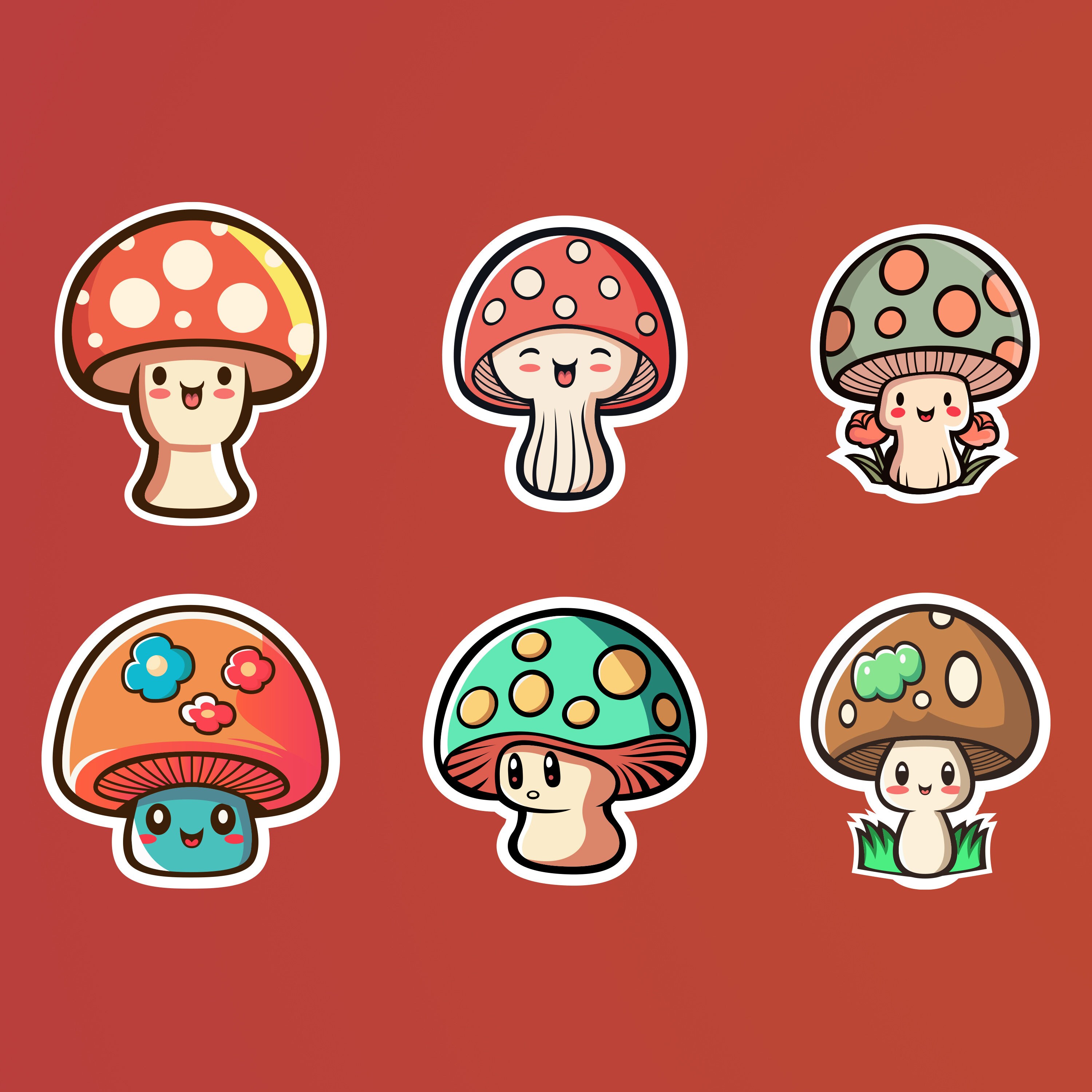 Cute Mushrooms Sticker Design - Etsy