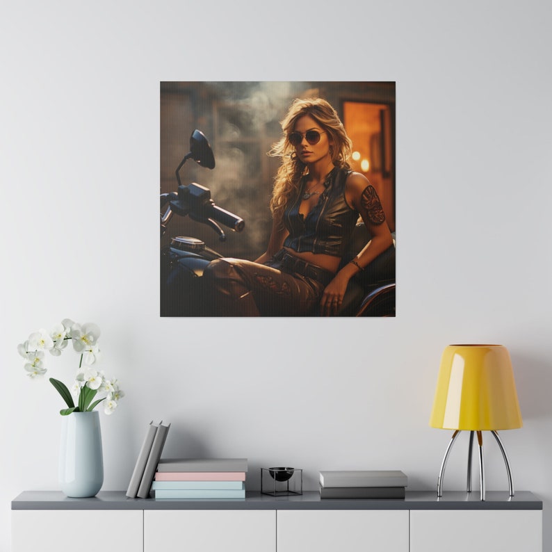 Canvas Wall Art Cowgirl On A Motorbike Hot Woman Canvas Harley Davidson