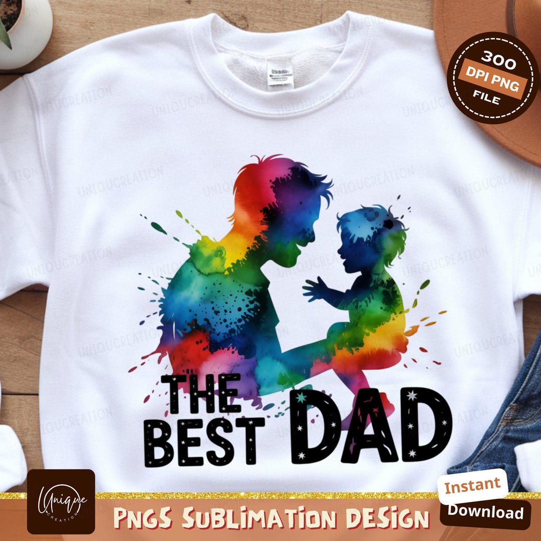 Best Dad Png Sublimation, Watercolor Father and Son, Father's Day ...