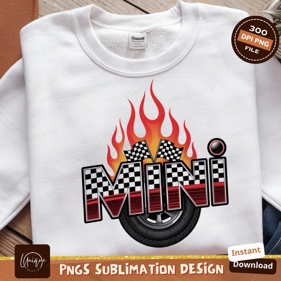 Mini Race Car Digital Png, Sublimation Design, Car Racing Flame Image ...
