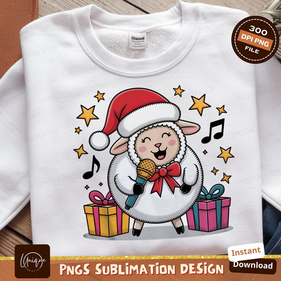 Christmas Sheep Sublimation Png, Singer Sheep Clipart, Holiday Season ...