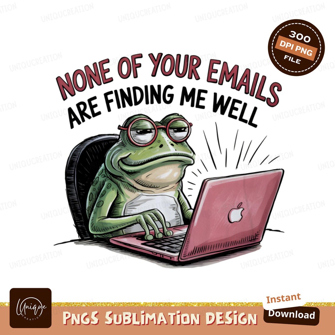 Funny Frog Email Digital Art, Png Sublimation Design, Cute Office Decor ...