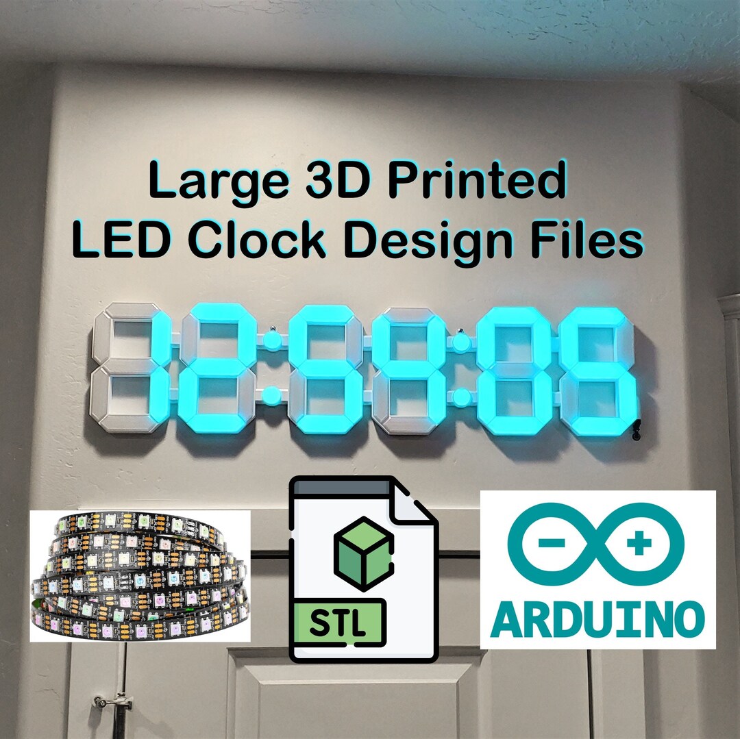 3D Printed Wall Clock Design - 30" by 7" - Arduino or ESP32 Project ...