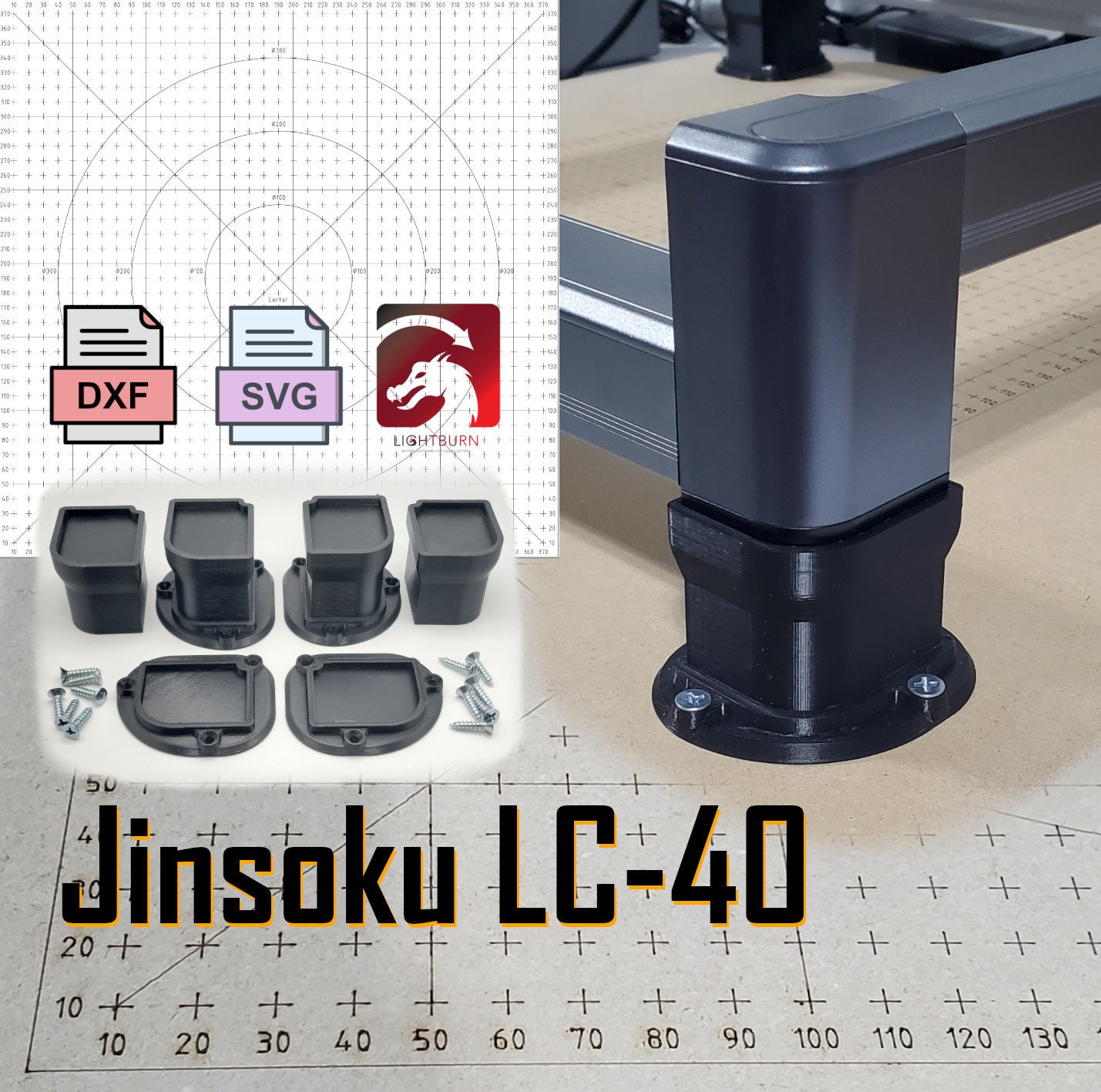 Sainsmart Jinsoku LC-40 Laser Engraver - 3D Printed Feet / 40mm Risers ...